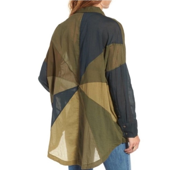 Free People | Tops | Free People Colorblock Rainbow Rays Army Green And ...